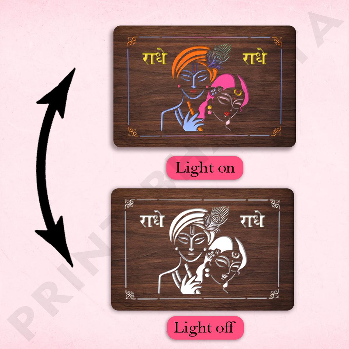 Neon MDf Radhe Krishna Frame – Print Bharat